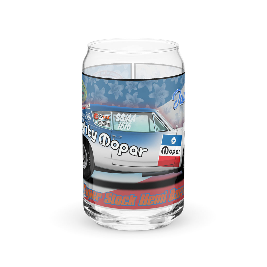 Judy Lilly Miss Mighty Mopar Can-shaped glass – Desktop Muscle Cars