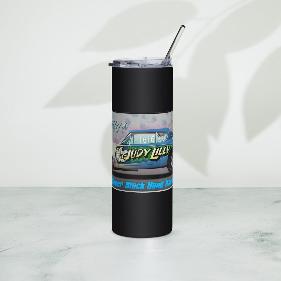 Judy Lilly Flower Car Stainless steel tumbler – Desktop Muscle Cars Inc.