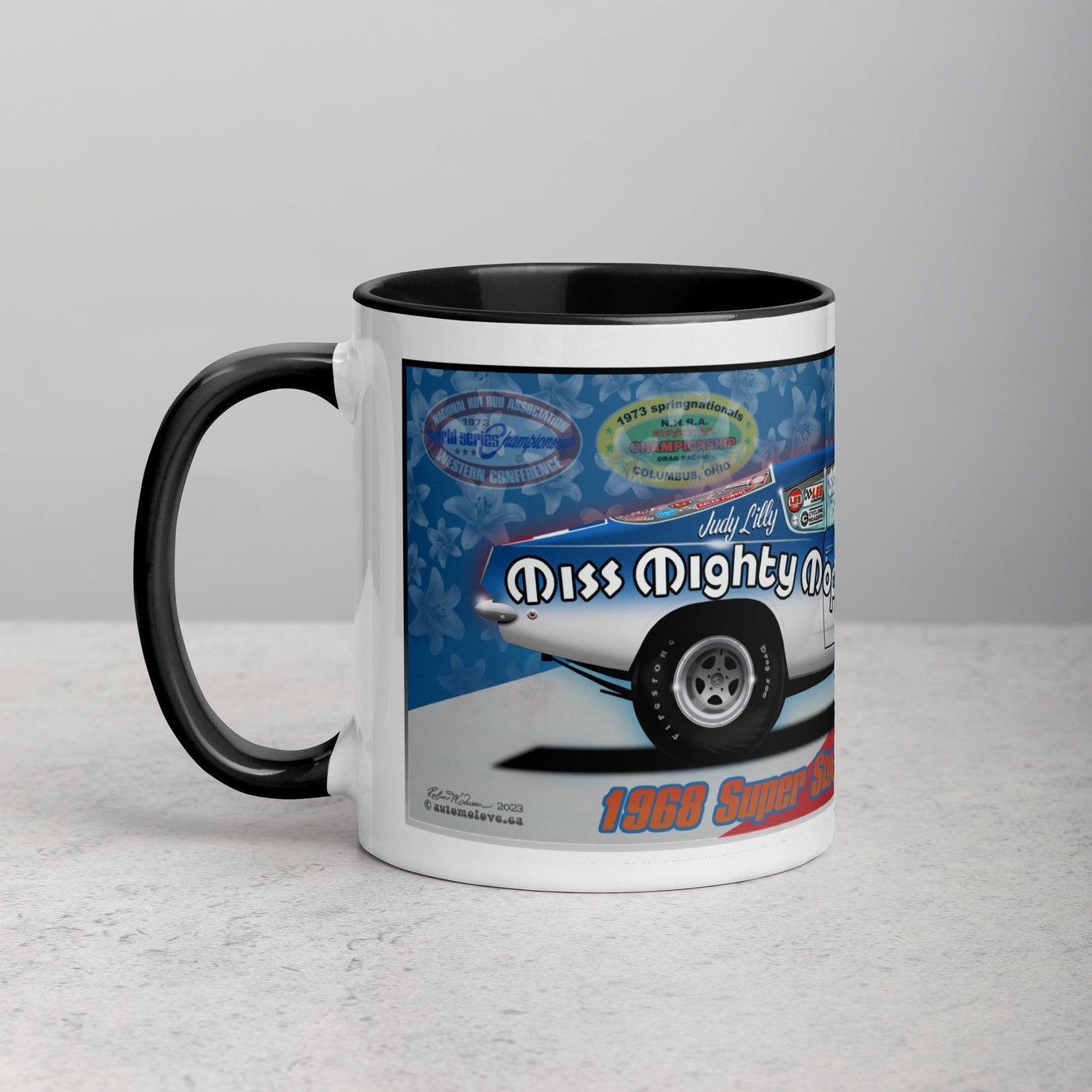 Judy Lilly Miss Mighty Mopar Mug with Color Inside – Desktop Muscle Cars
